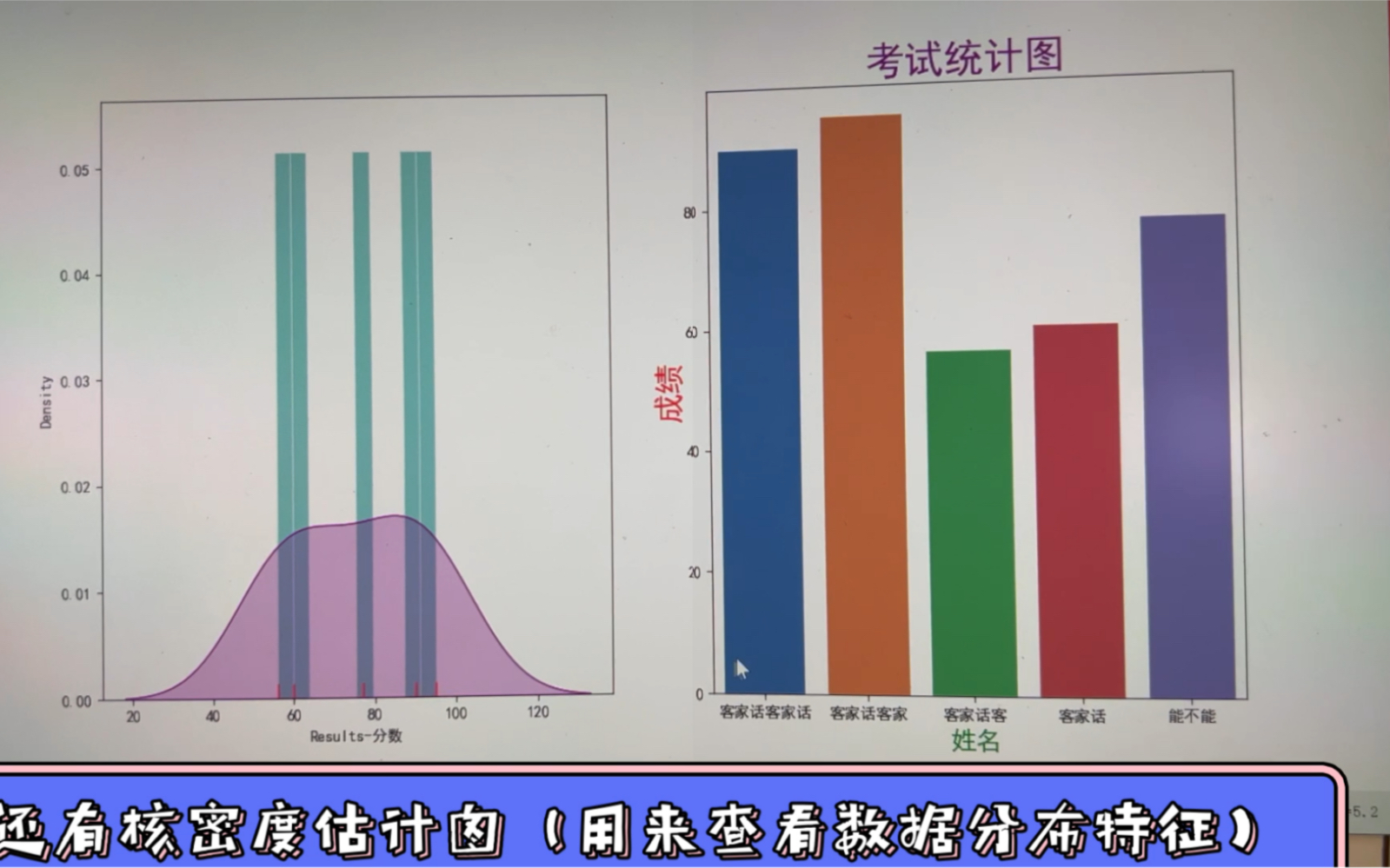 用python做了个成绩分析图+核密度估计
