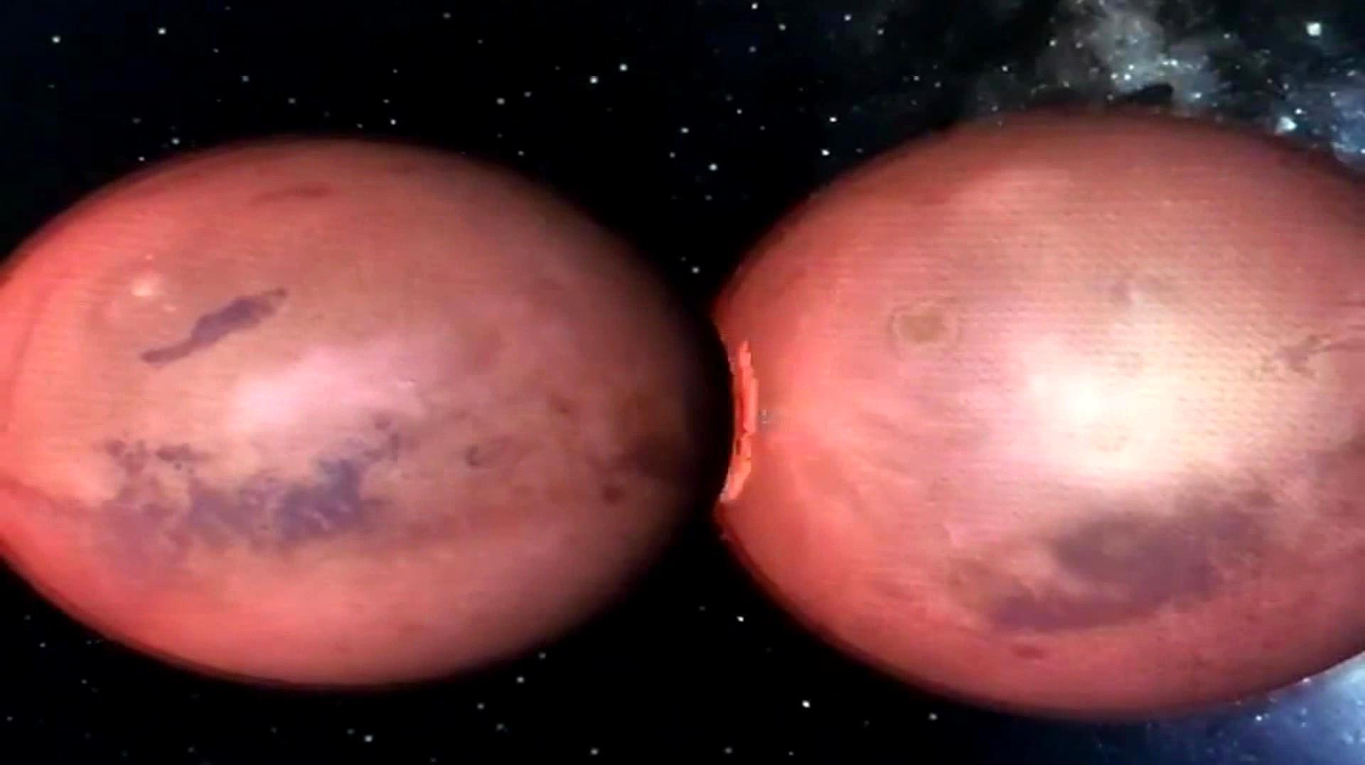 太空模拟火星撞击火星,两大星球相撞的那一刻,让人毛骨悚然