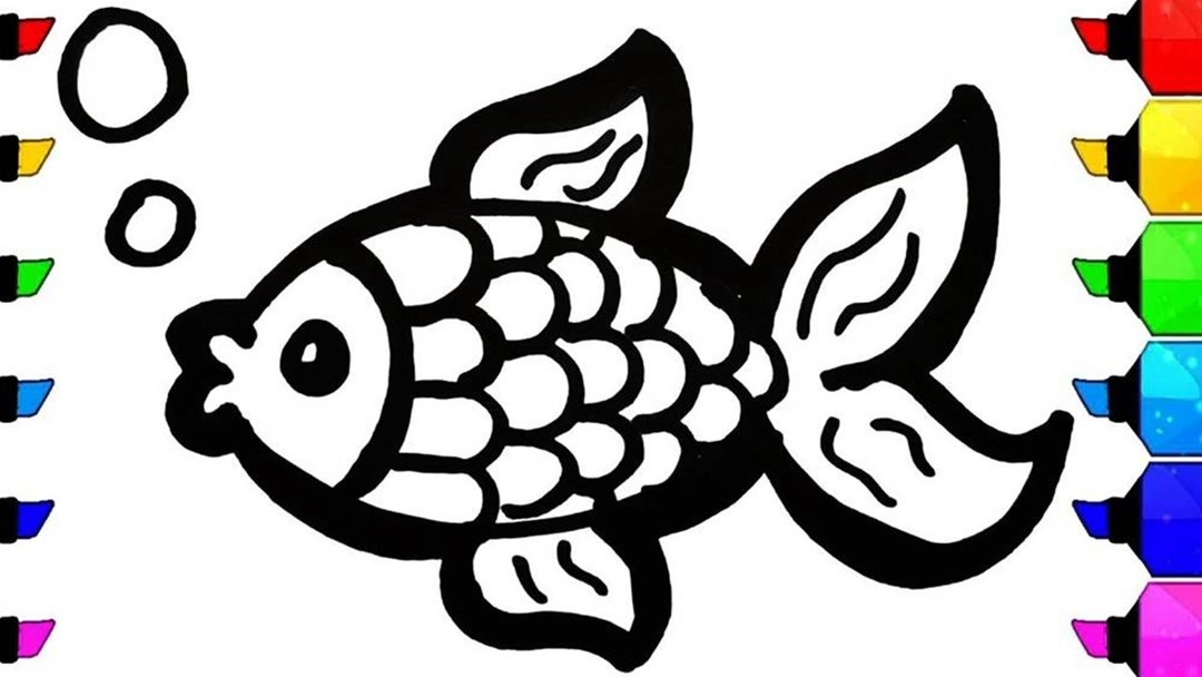 儿童简笔画教程:2分钟教你学会画会吐泡泡的金鱼,涂上色更漂亮