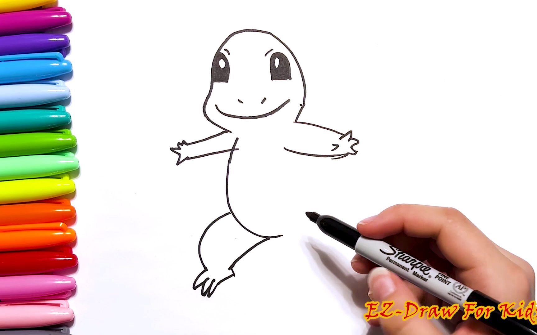 【简笔画】一步一步教你学画口袋妖怪小火龙,一看就会的简笔画!超...