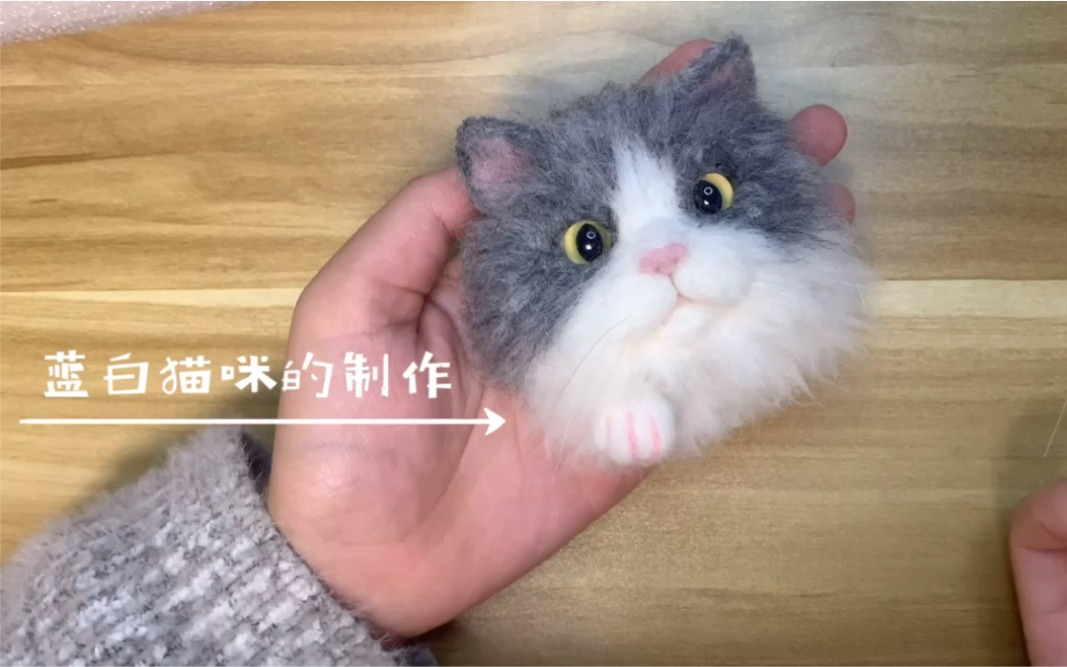 羊毛毡蓝白猫咪咪制作教程