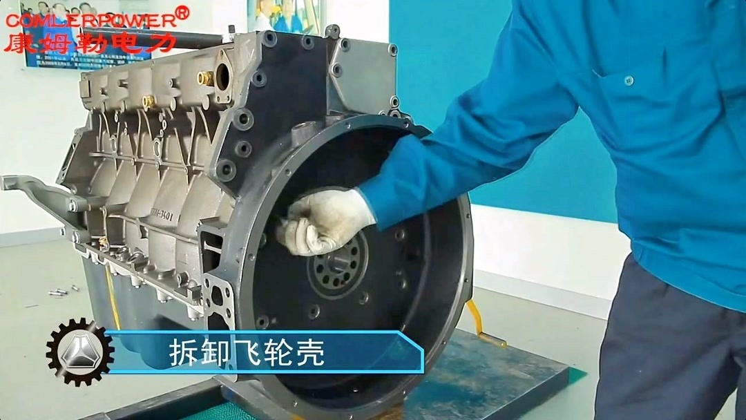 大型采油厂用发电机 发动机拆装视频-拆装飞轮壳