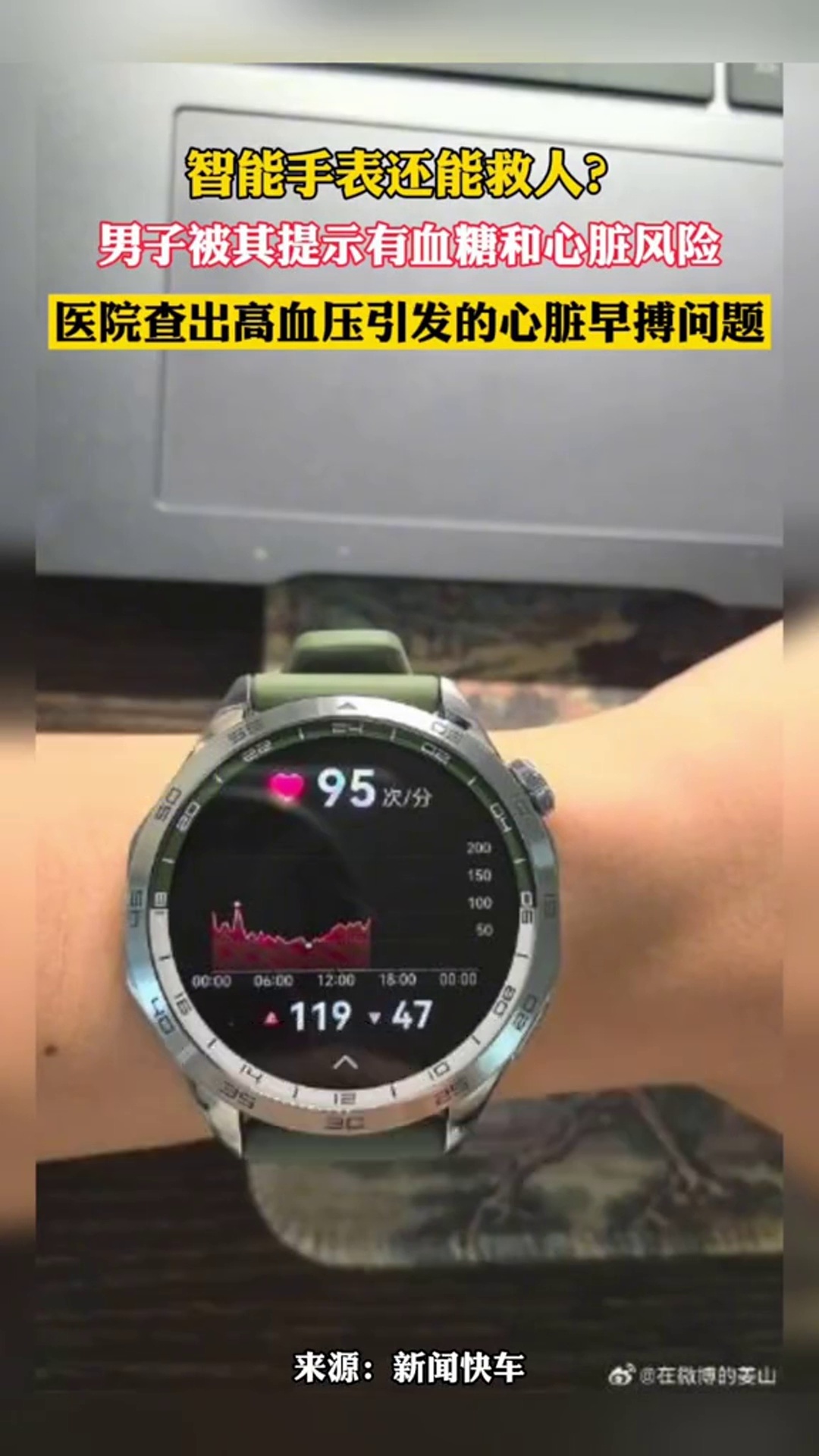 北京一男子因佩戴智能手表并被提示有血糖和心脏风险,最终得到及时...