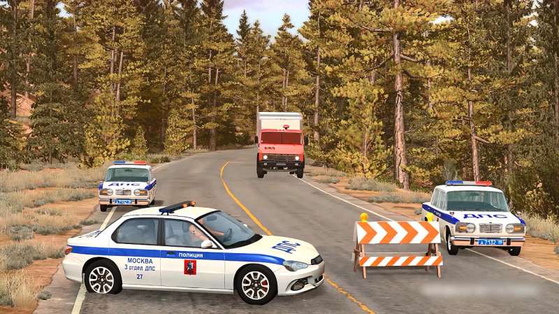 Beamng:卡车和警车的碰撞,接下来崩溃的画面来了!