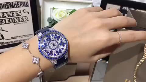 满钻女表,鳄鱼皮表带