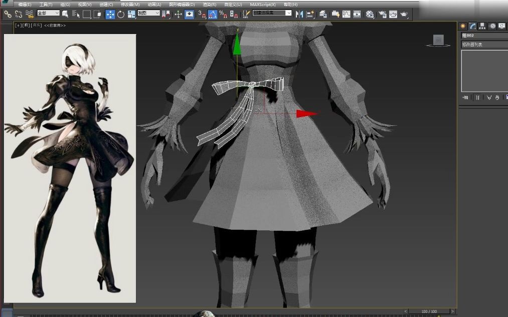【3dmax建模】2b小姐姐模型制作,超详细的人物3d建模教学