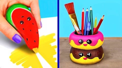 梦易生活:自己DIY手工制作可爱的学习用品吧,西瓜修正带等