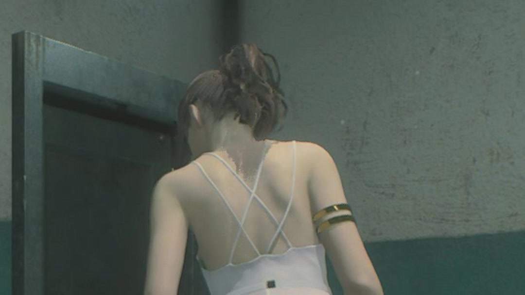 竖屏《生化危机2重制版》白色吊带裙清纯美女克莱尔