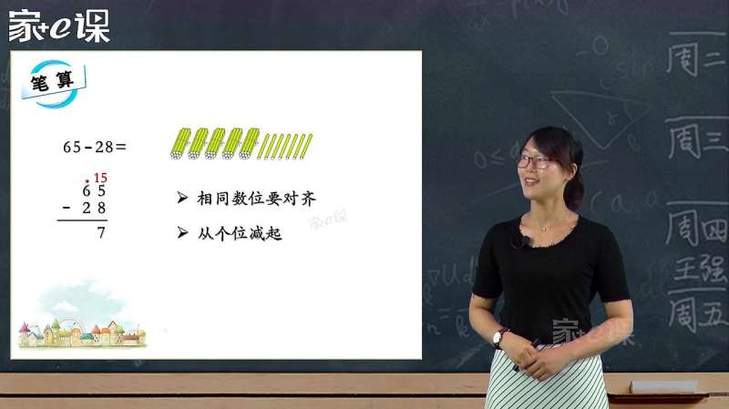 人教版数学二年级上册教材同步预习复习:笔算减法