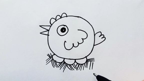 最简单的简笔画,母鸡下蛋简笔画