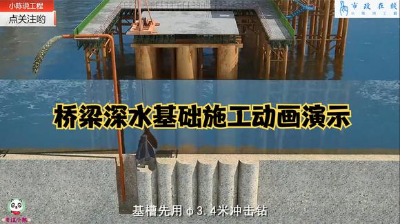 桥梁深水基础施工动画演示,工地小白都能看懂!