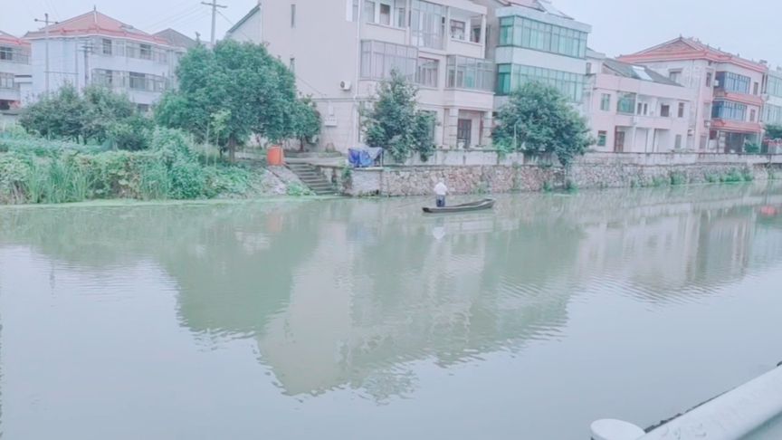 雨过天晴,今天有大伯在划船不用桨 ,农村景象还是不错的。
