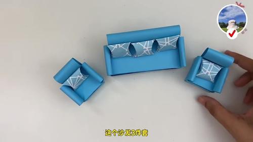 简单易学的折纸家具教程,手工折纸沙发和抱枕,来一起叠迷你沙发