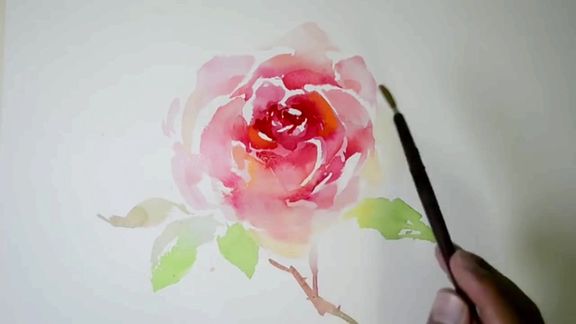 水彩画课堂:如何画一支漂亮的玫瑰花