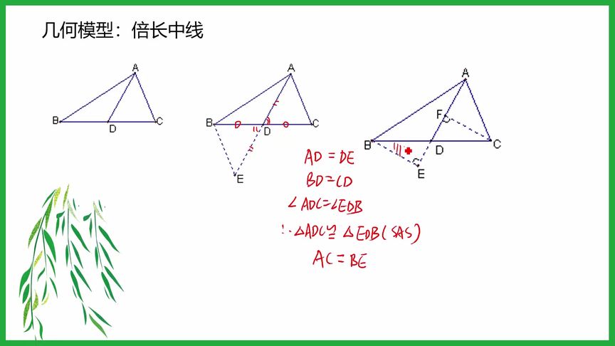 初中几何37个常考模型6:倍长中线