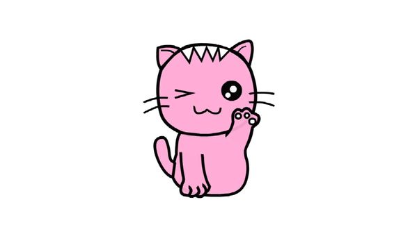 招财小猫咪简笔画教程,如何画可爱小猫咪动物,儿童宝宝学绘画