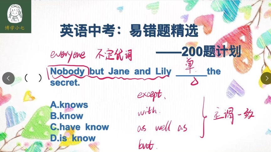 英语中考易错题:只有她俩知道这个秘密,不定代词的正确动词形式