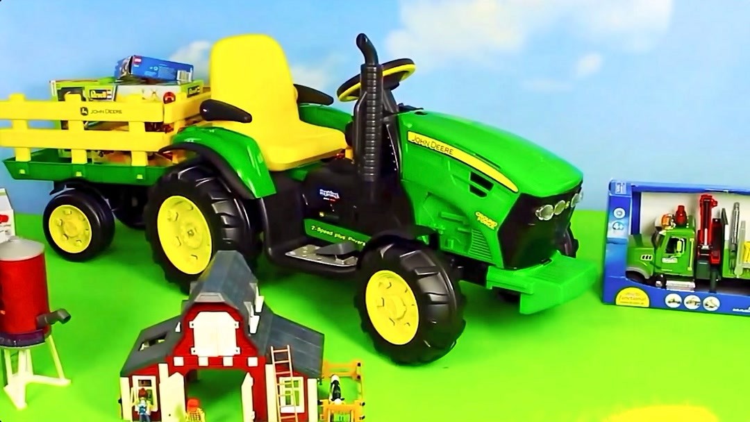 工程车系列之挖掘机 自卸车 起重机 卡车 消防车 英文益智动画