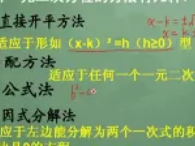 【同步课堂】视频实录 曹安宁 第18讲 一元二次方程的定义和解法_标清