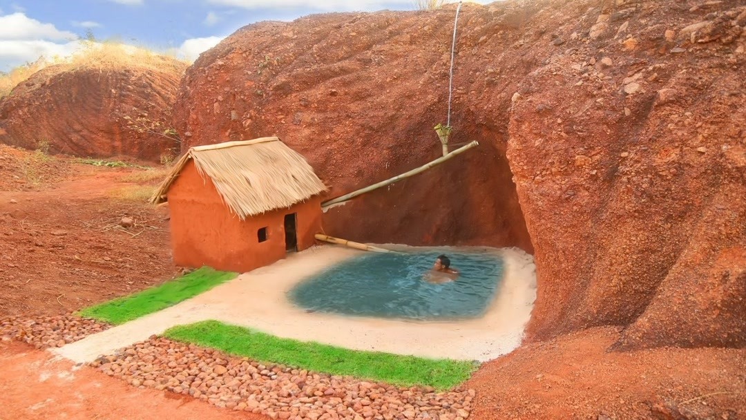 荒野生存大师,在悬崖挖出天然滤水器,全自动滤水饮水不再是问题