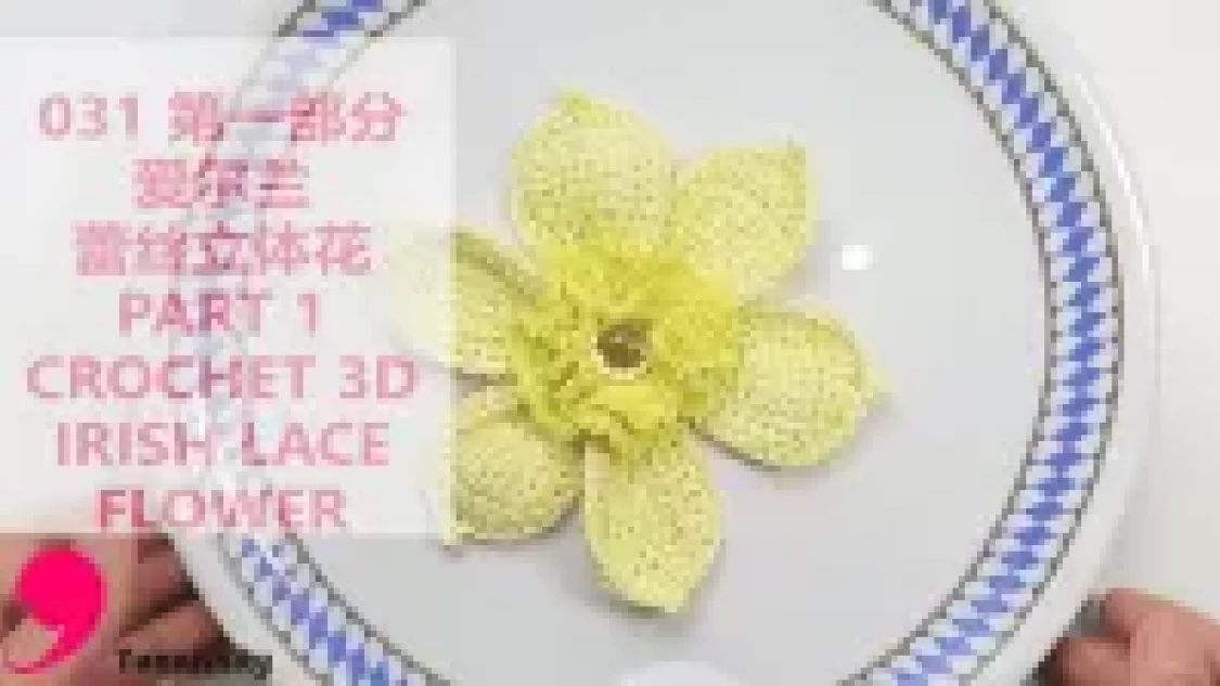 钩编立体花教程 爱尔兰蕾丝 钩针3D花朵 第一部分 Yuanfinity 031