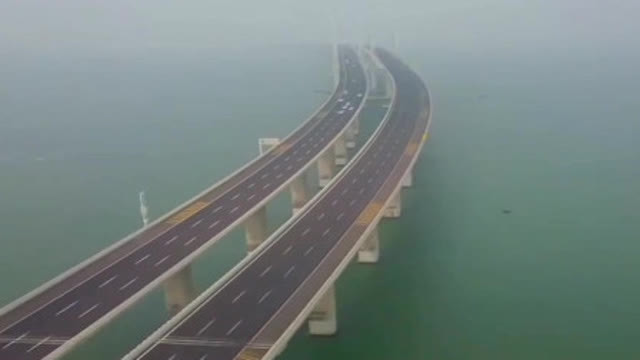一分钟带你看世界上最长的跨海大桥!多车道,不愧是中国制造