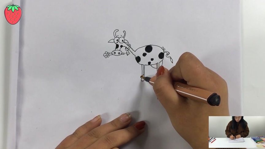 教小朋友画一只可爱的小奶牛,简单易学,适合给孩子收藏哦