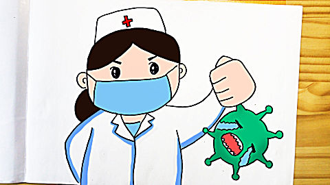 宅家学画抗击病毒的医生简笔画,抗击疫情,我们在行动!