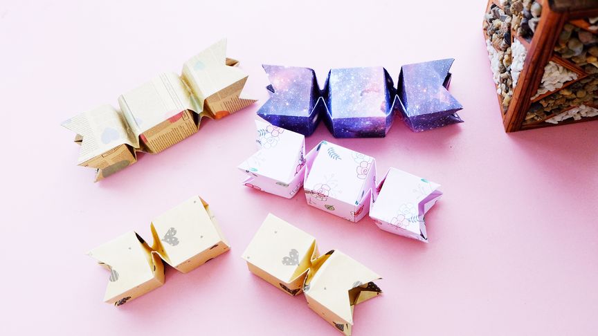 漂亮的折纸糖果盲盒,步骤还挺简单,当作礼物盒很特别!