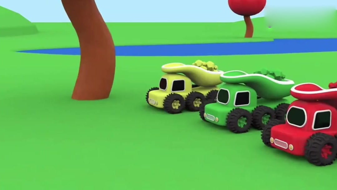 早教益智动画认识颜色,3D卡车运输石头给轮船