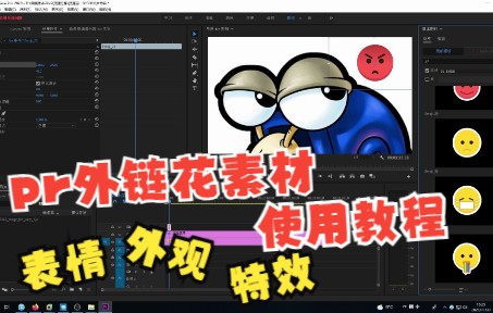 自媒体人必备技能,PR外链花表情素材使用方法,影视后期剪辑adobe ...