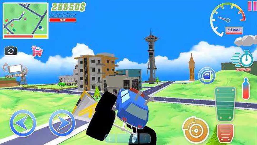 沙盒趣味模拟器 大脚车不用梯子也能上天吗?骑士也驾驭不了呀!