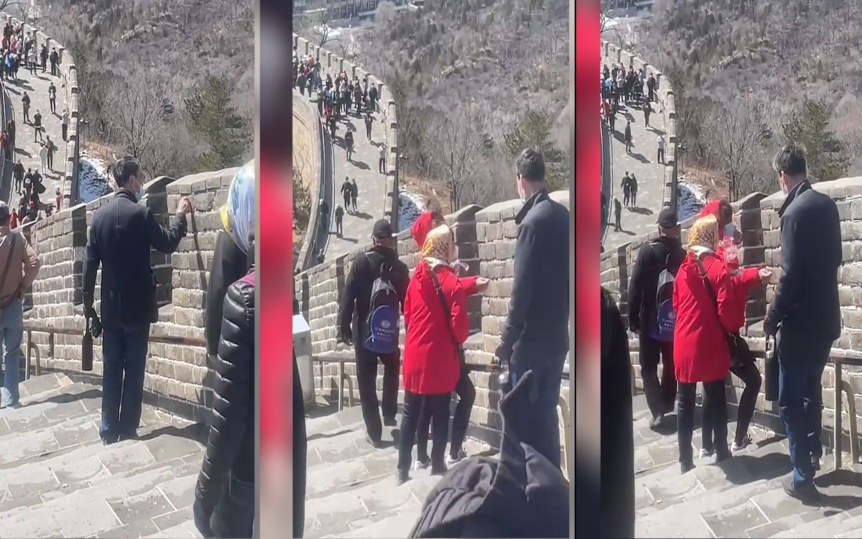 八达岭长城墙体上刻字 3名游客被拘留