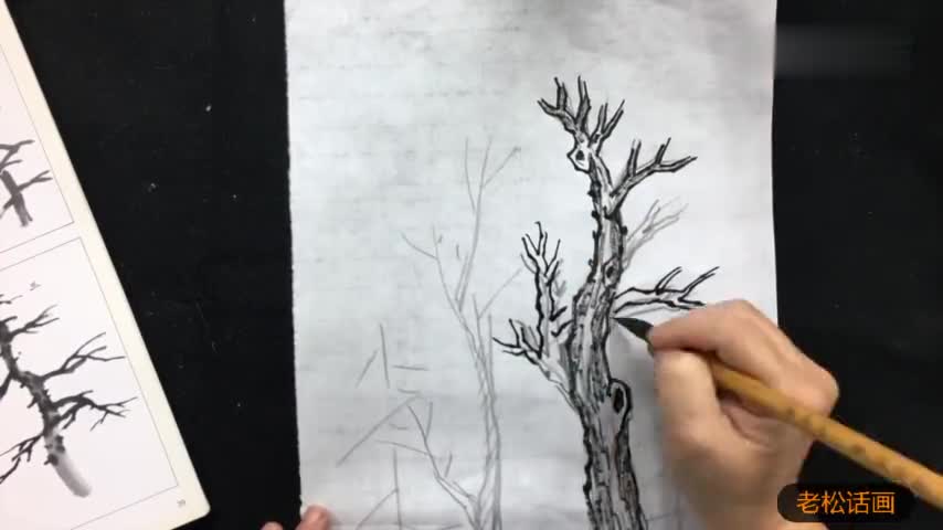 春节国画干货教程:水墨树的画法