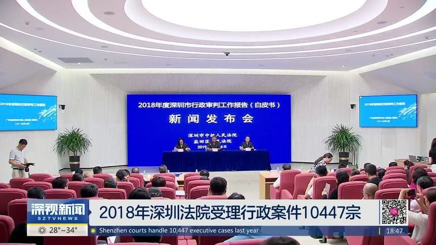 2018年深圳法院受理行政案件10447宗