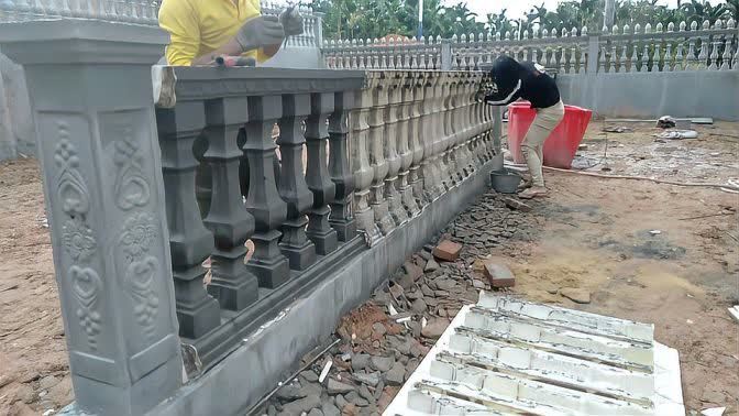 农村围院子,这种现浇水泥柱子倒出来,顿时显得房屋更有档次!