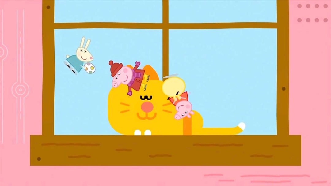 小猫咪正在睡觉,小猪佩奇飞过来一起玩!
