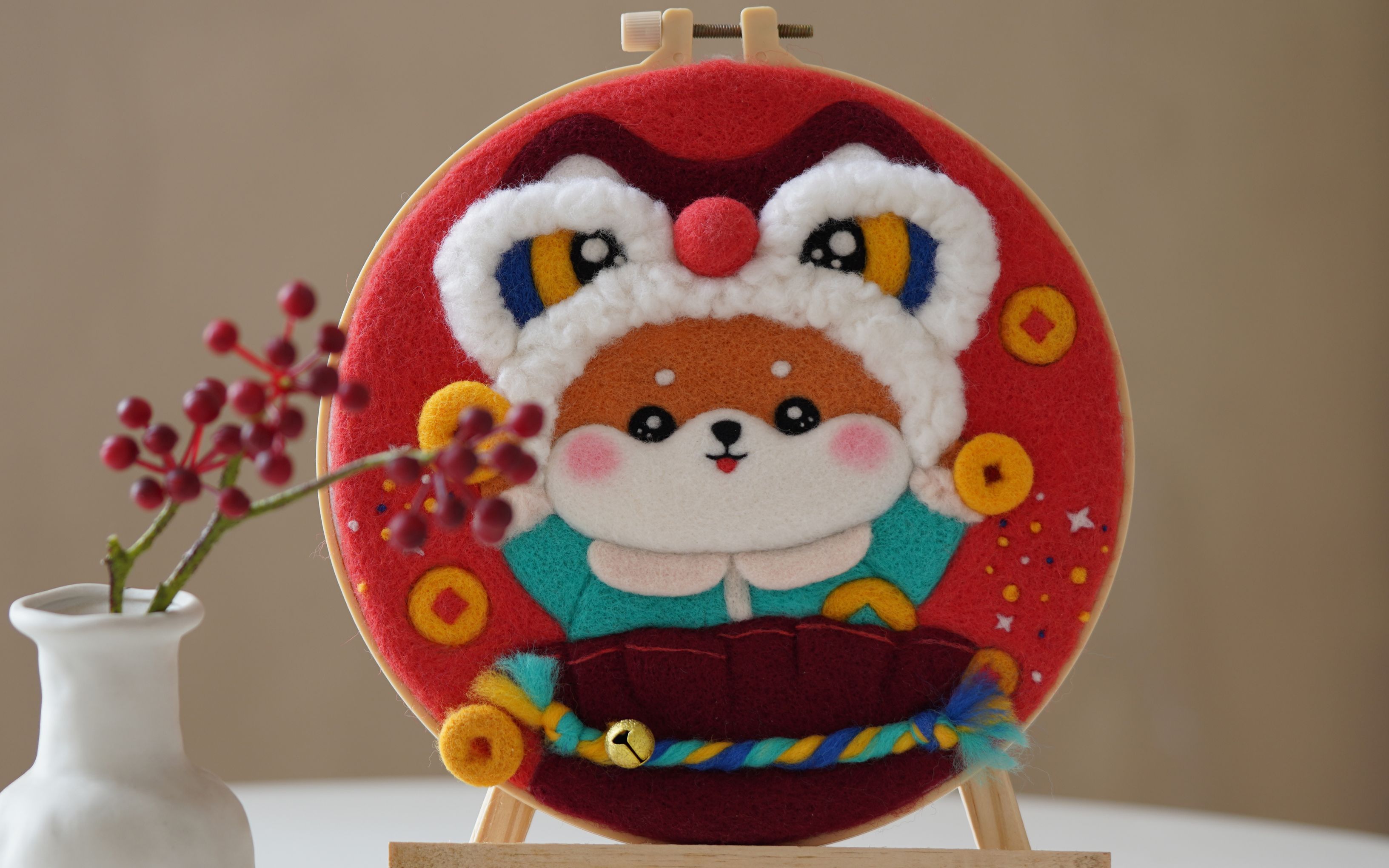 【梧桐家羊毛毡】原创 福袋柴犬 羊毛毡戳戳乐手工DIY制作教学视频