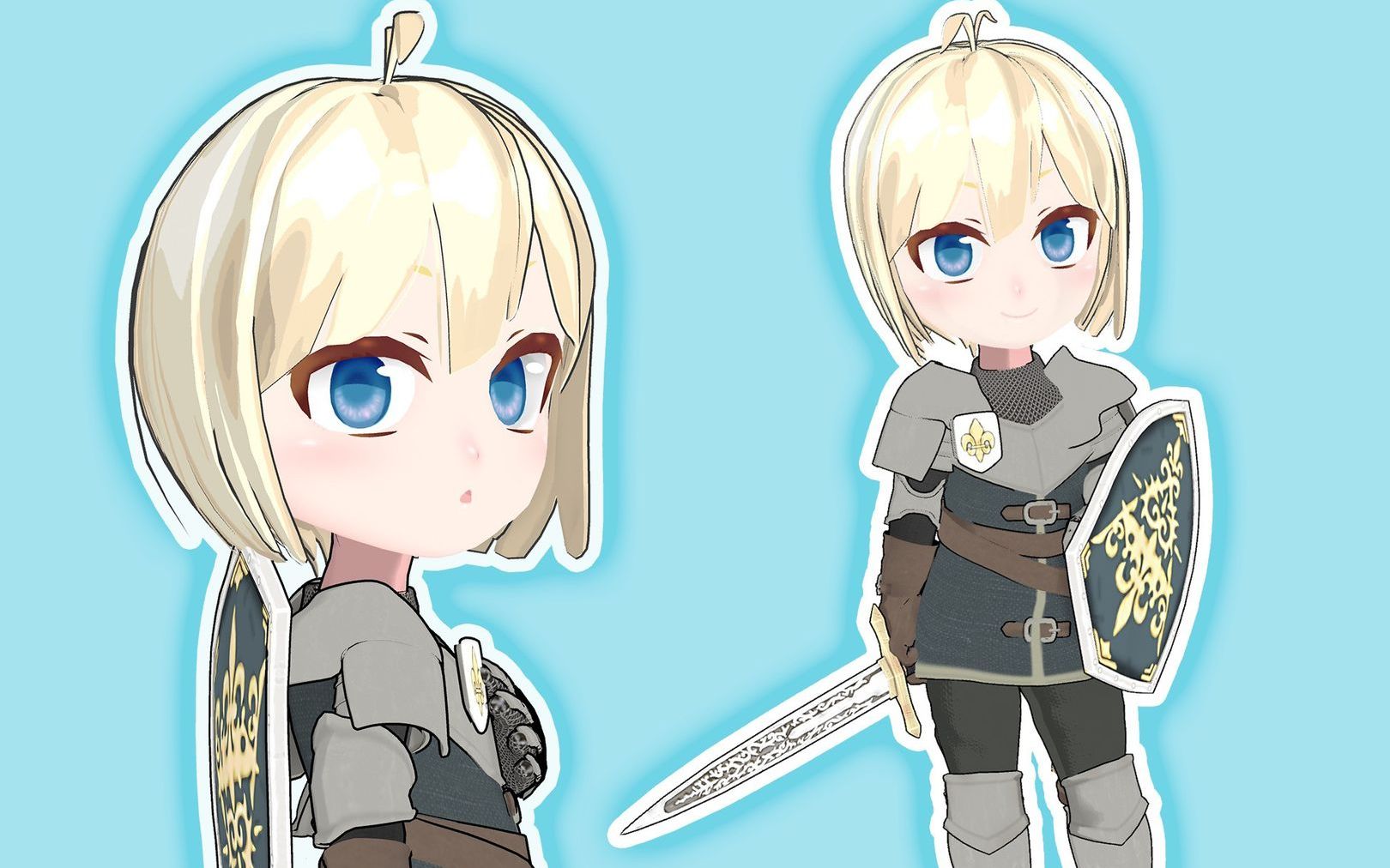 【Unity素材推荐】可爱持剑盾女战士模型 带动画 Knight Chan 推荐指数...