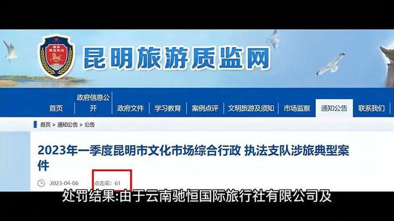 2023年一季度昆明市文化市场综合行政 执法支队涉旅典型案件发布。...