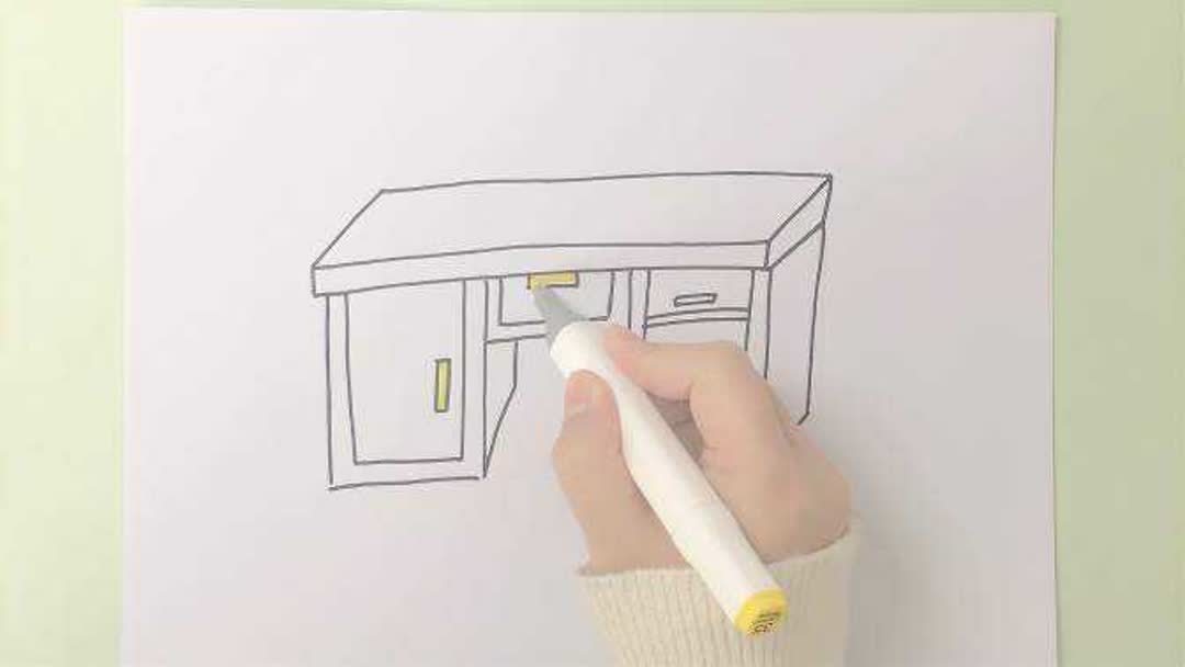 博卡简笔画:今天画个办公桌,办公桌很好画,我们一起画吧