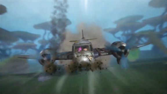 猫女攻击了欢欢的飞机,飞机被迫着陆,飞机还被撞毁了