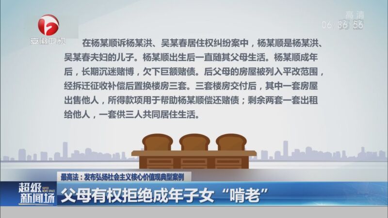 [超级新闻场]最高法:发布弘扬社会主义核心价值观典型案例