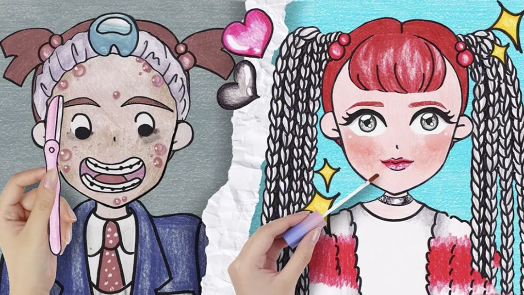 趣味定格动画:学生妹被改造一下,变成了时尚达人