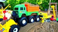 儿童垃圾回收车 挖土机动画片 挖掘机工作视频 挖掘机视频表演 挖土机...
