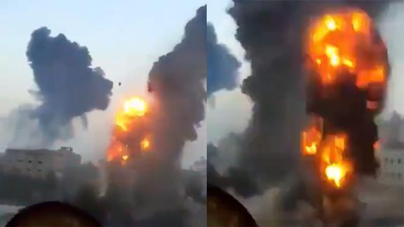 以色列空袭轰炸巴勒斯坦 现场曝光:炮弹在身边爆炸 市民哭腔尖叫