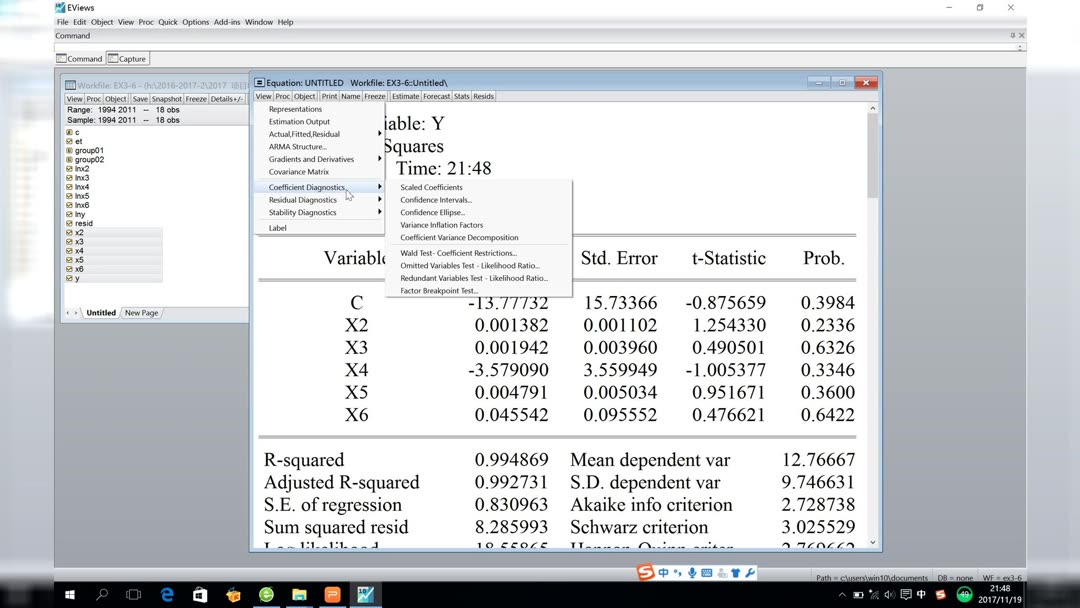 冗余变量检验《手把手教你EViews软件操作教程与案例分析》计量经