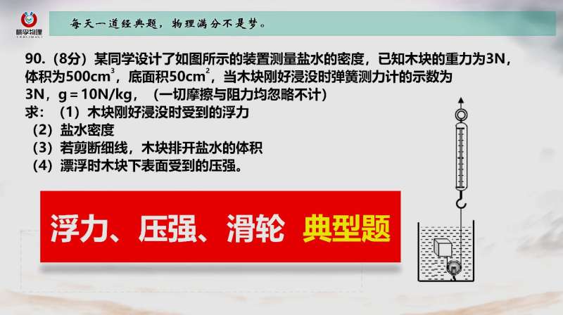 八年级物理典型题:浮力、压强和滑轮的综合应用题,压轴题