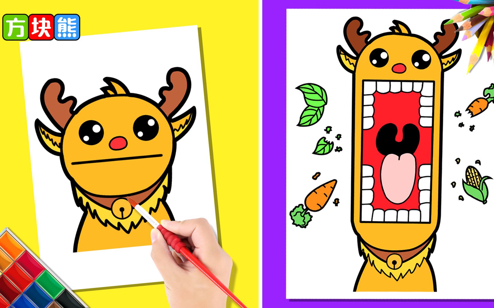 创意早教课堂:可爱的折叠画麋鹿