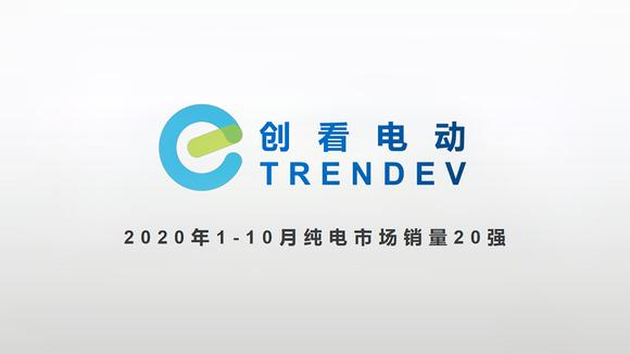 2020年1-10月纯电市场销量20强